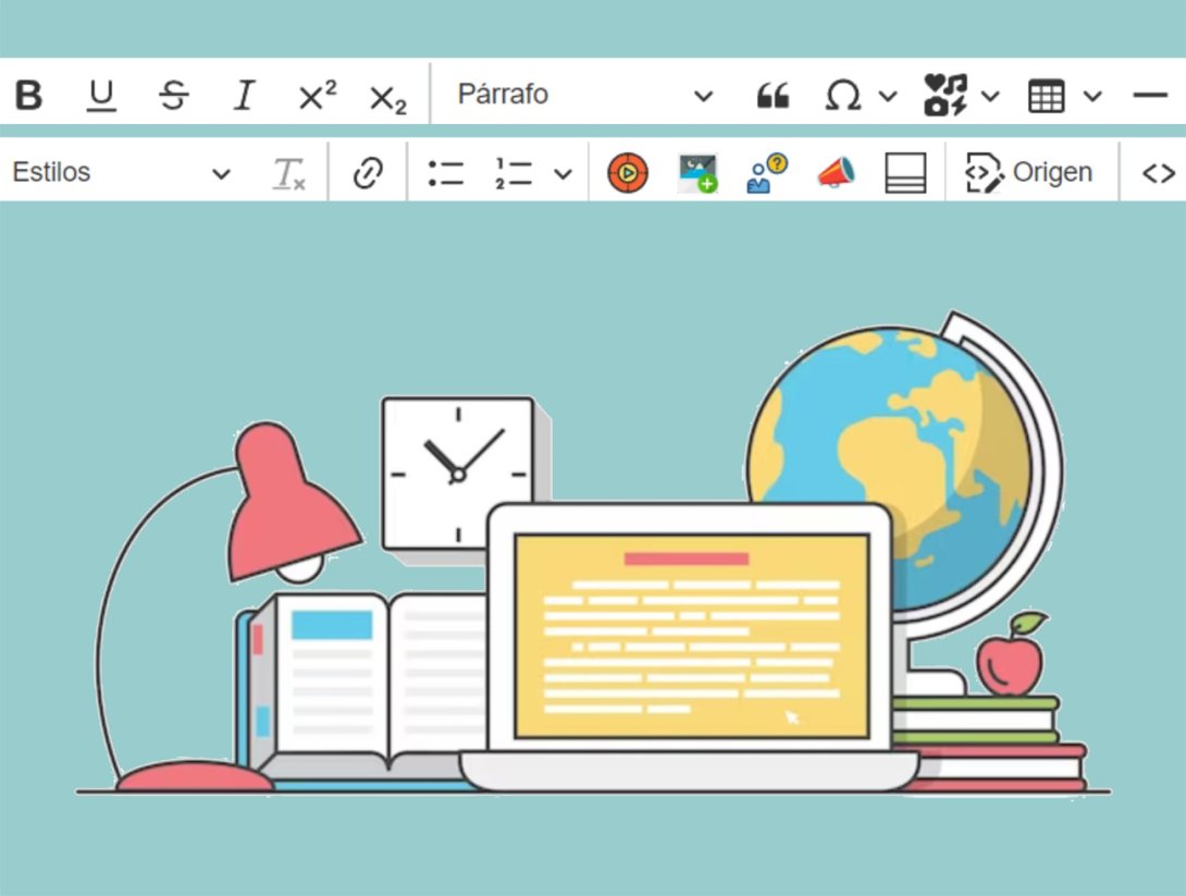 Barra de herramientas y Editor de textos en edición web